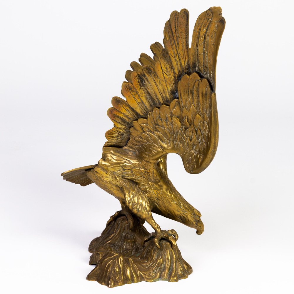 Large Early 20th Century Brass Eagle Sculpture for sale at Pamono