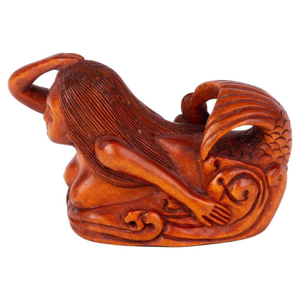 Japanese Carved Boxwood Mermaid for sale at Pamono