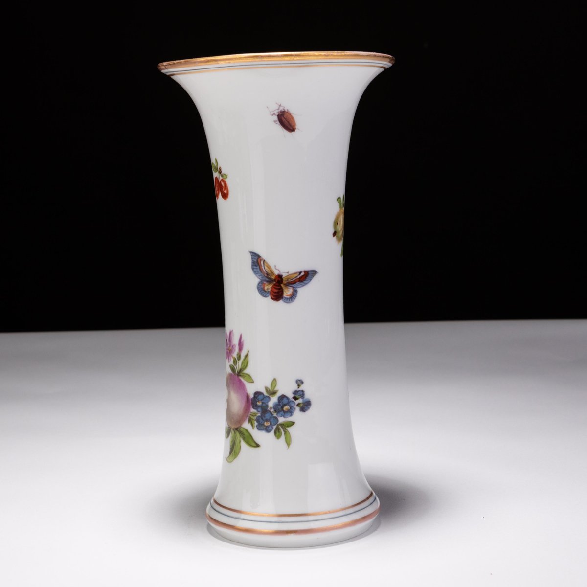 German Fine Porcelain Insect & Fruits Vases, 19th Century, Set of 2 for ...