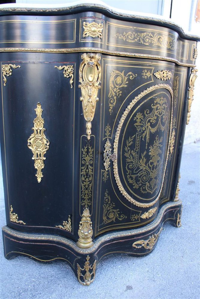 Meuble Boulle Napoléon III Noir et Doré, 1860s en vente sur Pamono
