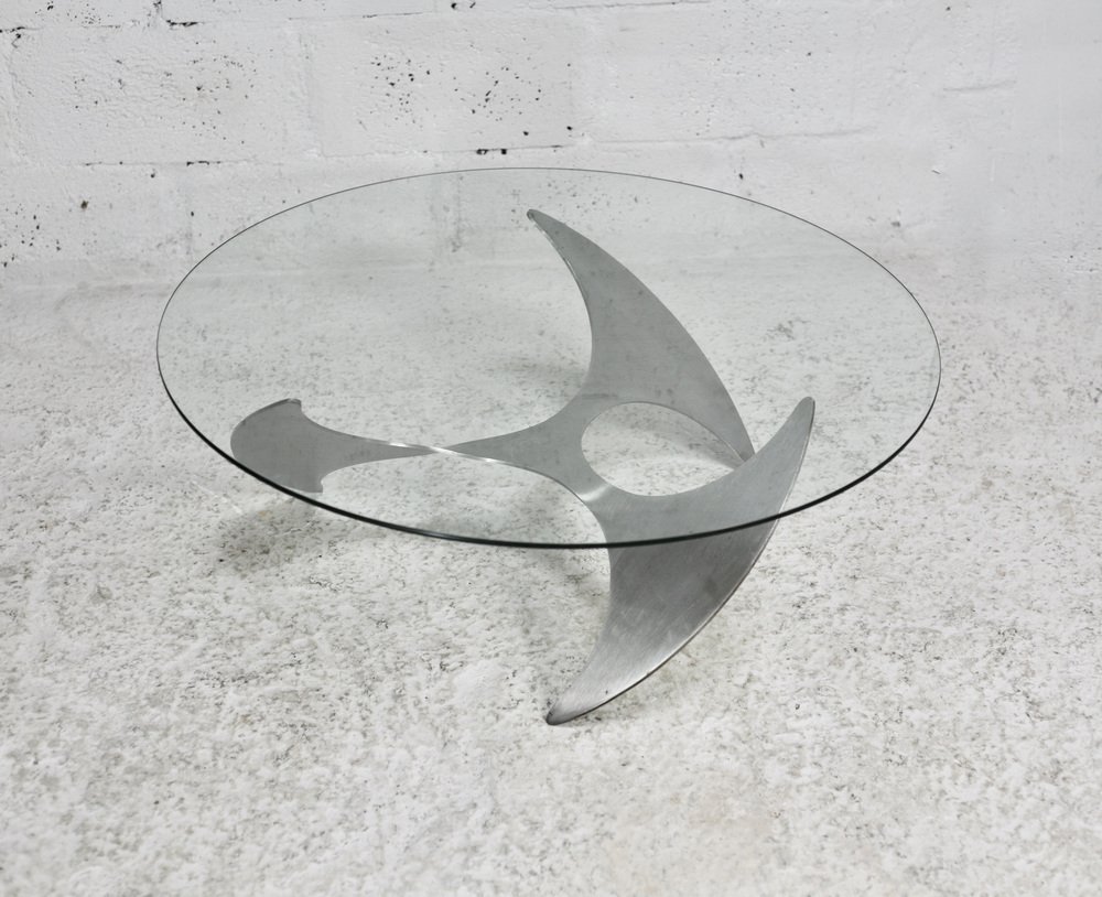 Space Age Coffee Table in Steel Base, 1970 for sale at Pamono