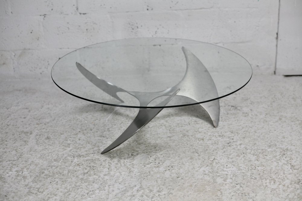 Space Age Coffee Table in Steel Base, 1970 for sale at Pamono