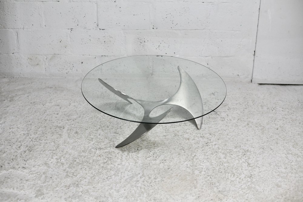 Space Age Coffee Table in Steel Base, 1970 for sale at Pamono