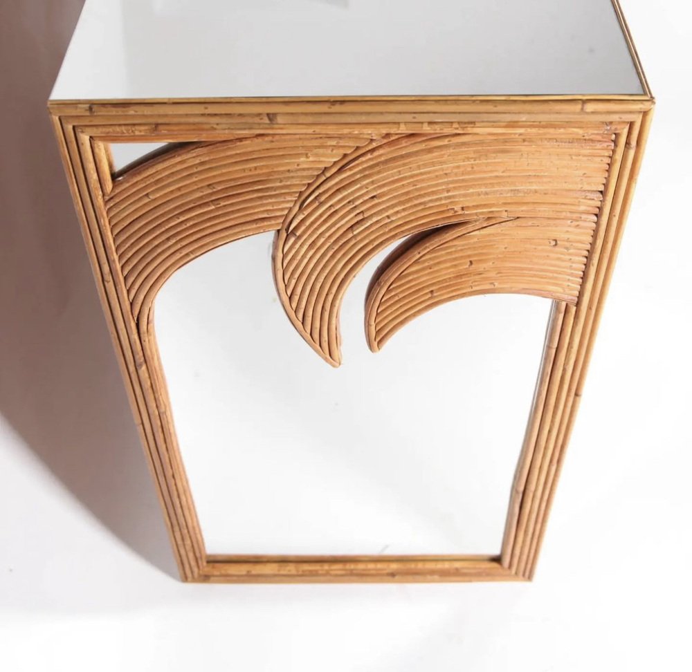 Mirrored and Rattan Chest of Drawers for sale at Pamono