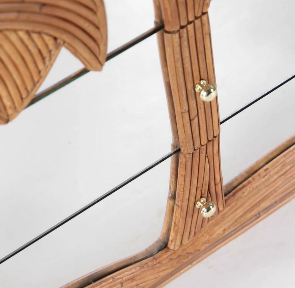 Mirrored and Rattan Chest of Drawers for sale at Pamono