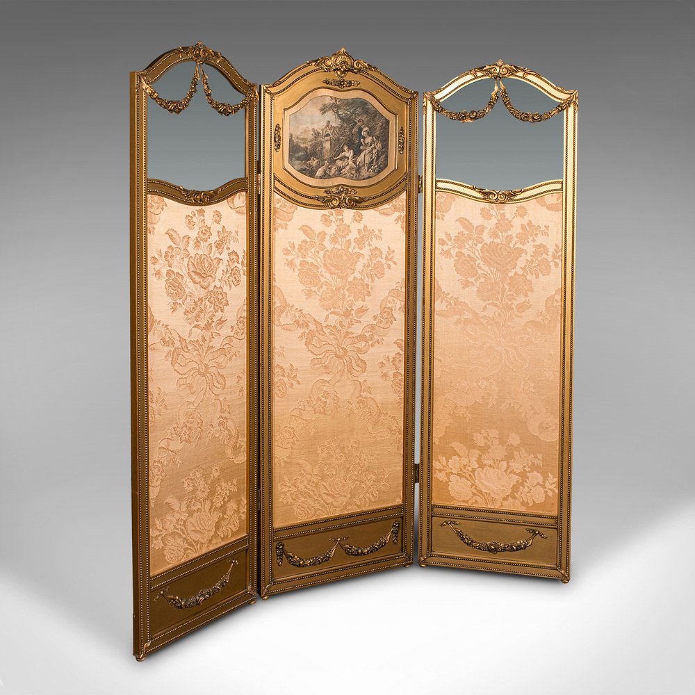 Antique Three-Panel Dressing Screen, 1900 for sale at Pamono