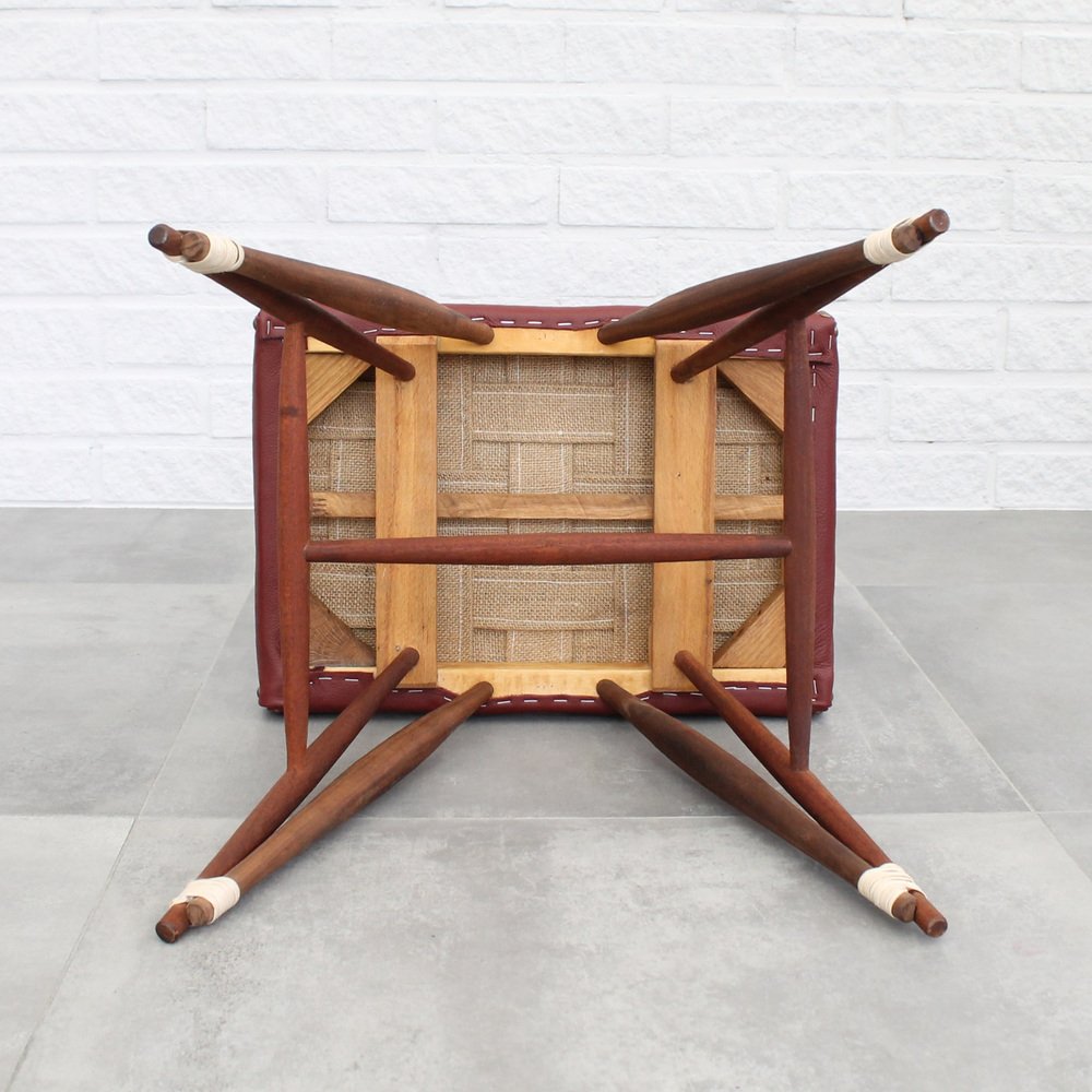 Swedish Stool with Eiffel Base in Walnut and Leather for sale at Pamono