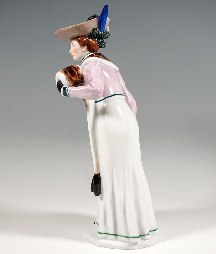 Art Nouveau Lady with Muff Figurine attributed to Konrad Hentschel for ...