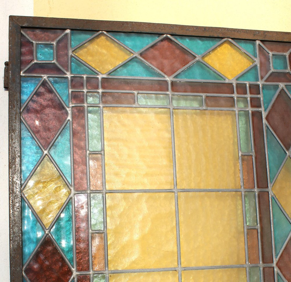 Italian Liberty Stained Glass Door Window Panel, 1900s for sale at Pamono