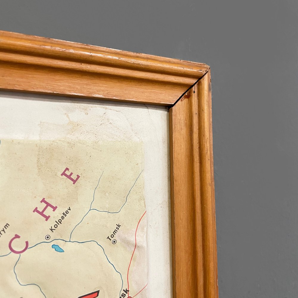 Modern Italian Topographic Geographical Map in Wood Frame of Europe ...