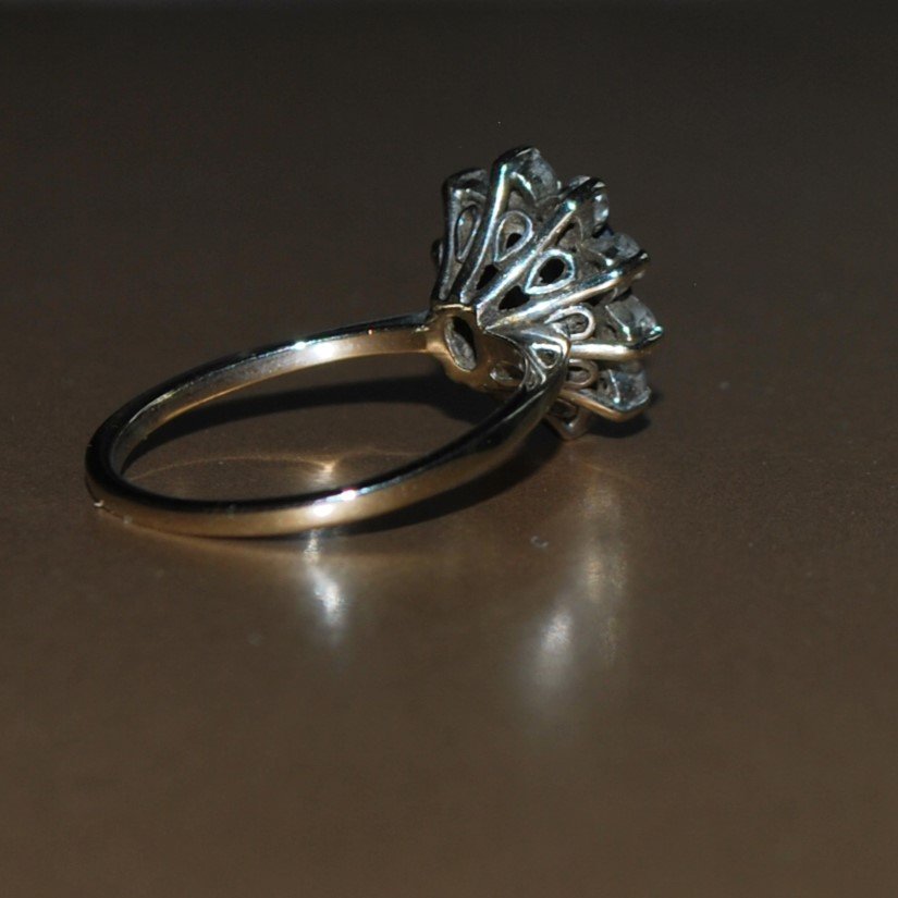 18ct Model Marquise Sapphire with Diamonds Gold Ring, 1970s for sale at ...