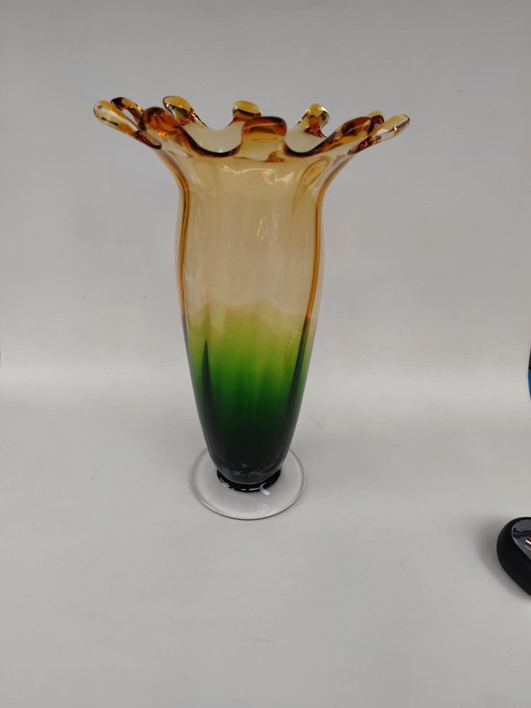 Large Two-Tone Glass Vase, 1950s for sale at Pamono