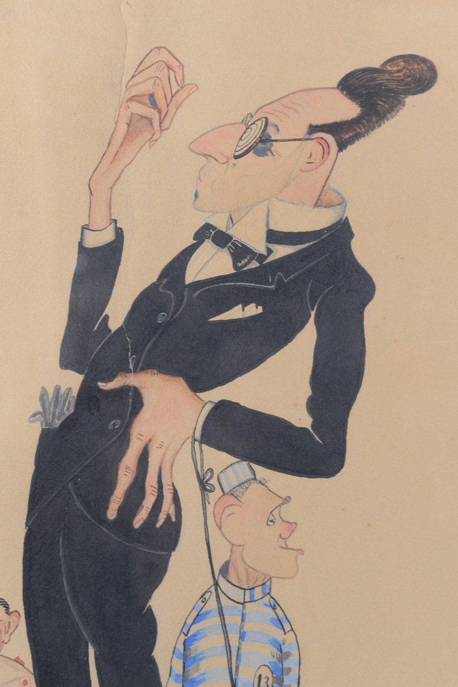Raba, Bizarre Cartoon, 1926, Watercolor on Paper for sale at Pamono