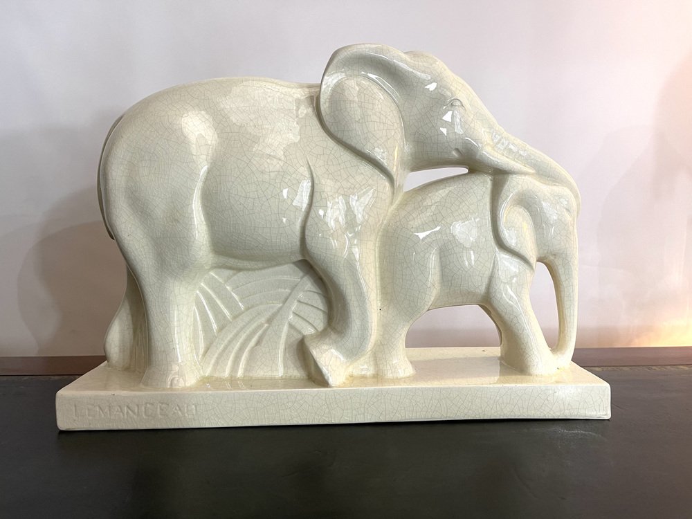 Art Deco Elephant and Calf by Charles Lemanceau for Saint Clément ...