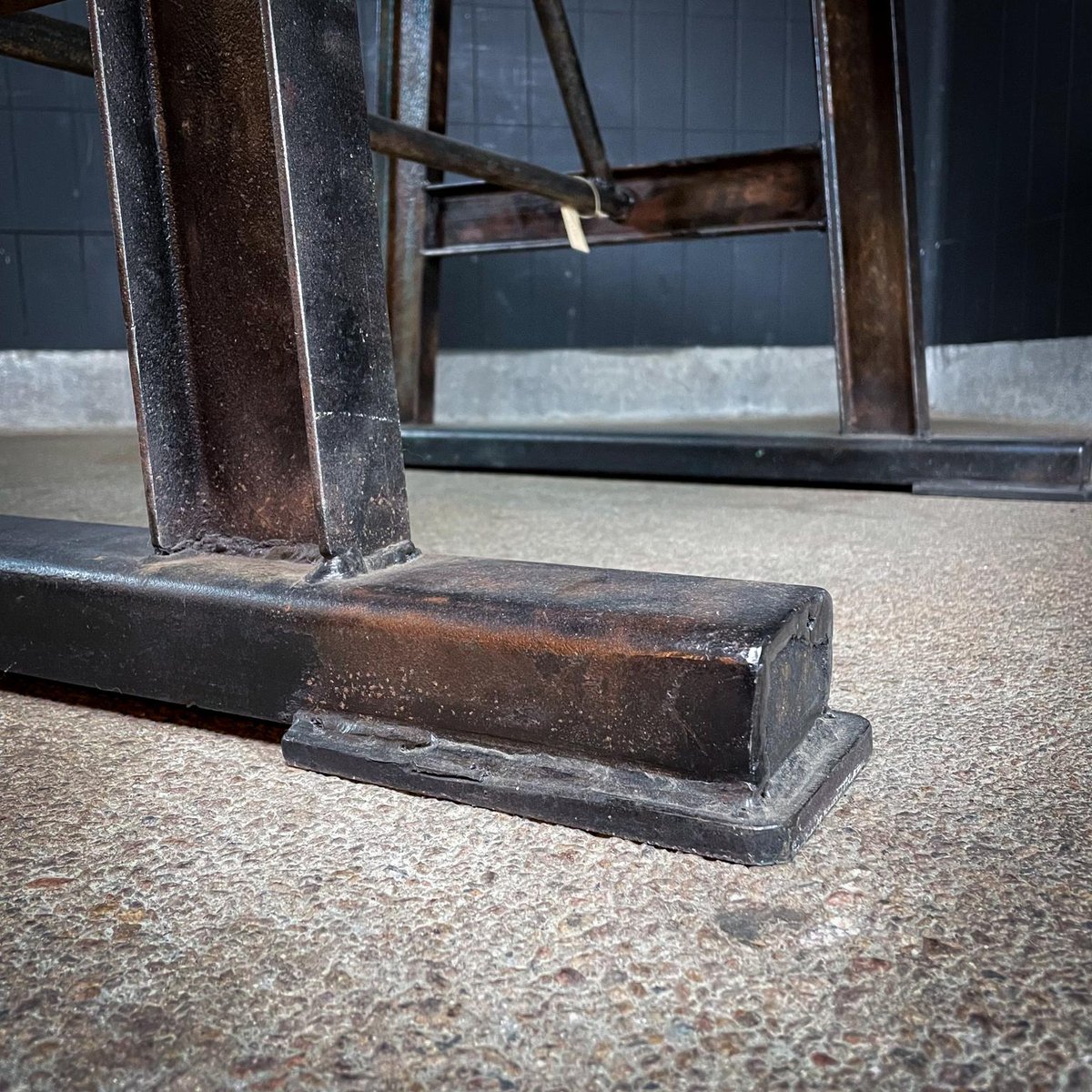 Industrial Metal Ship Deck Dining Table with Rivets for sale at Pamono