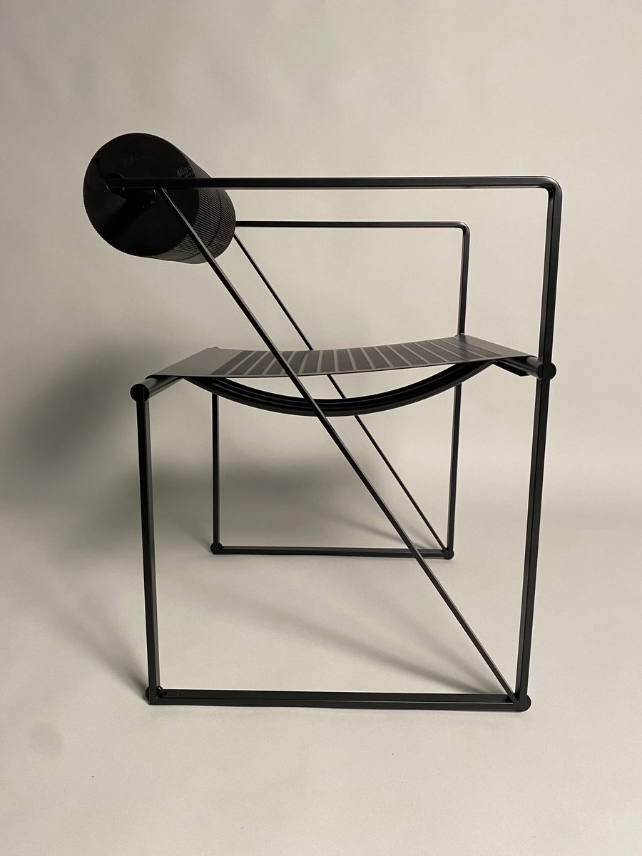 Mario Botta, Second Black Metal Chairs, Aka Mod. 602, 1980s attributed ...