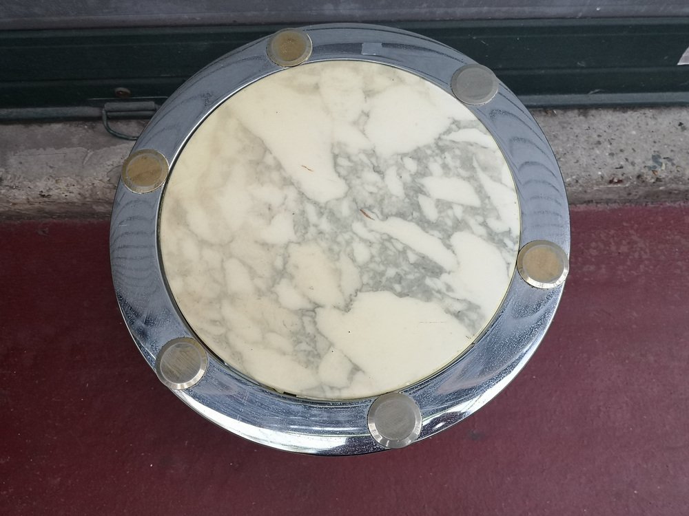 French Round Marble Top Side Table, 1970s for sale at Pamono