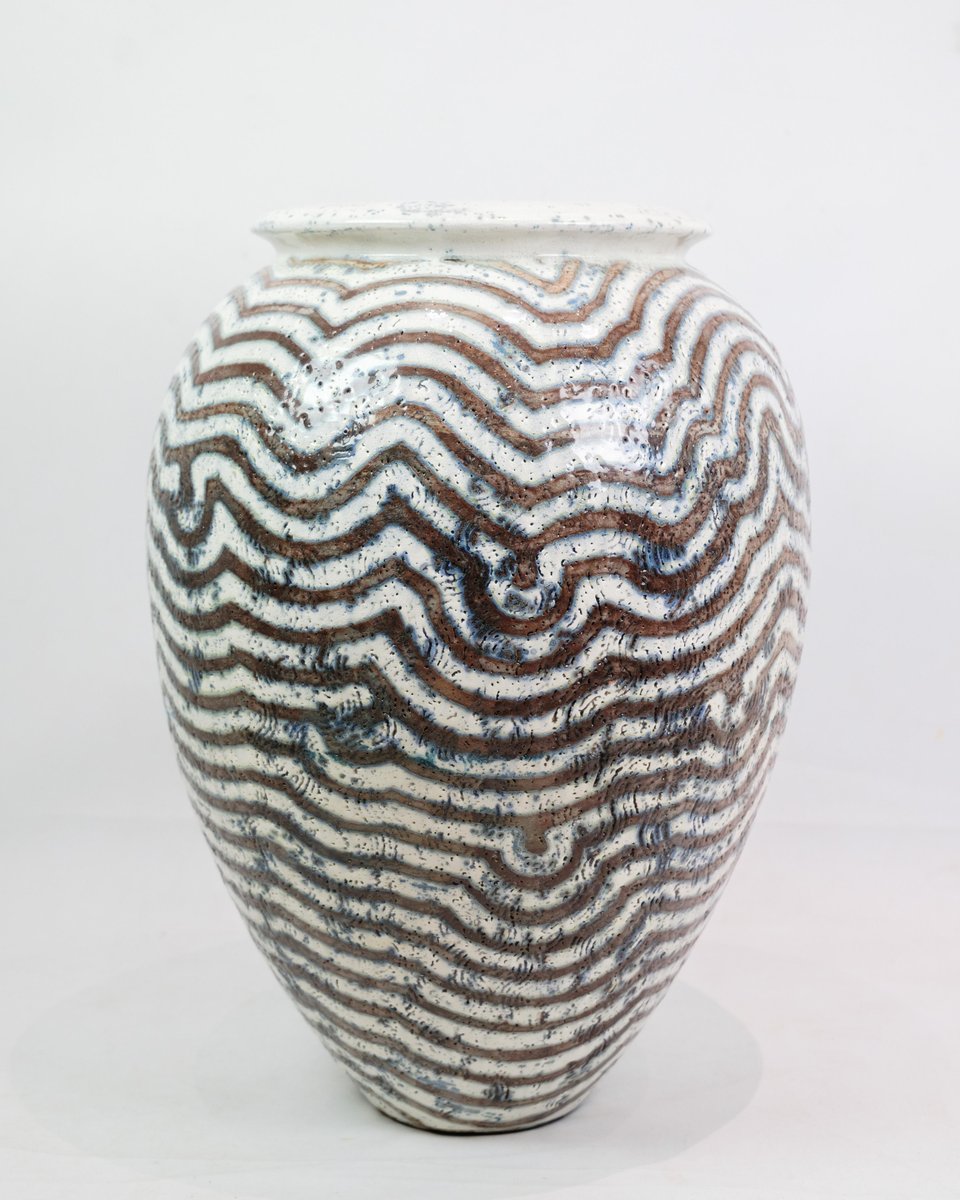 Stoneware Floor Vase in Blue, Grey and White by Peter Weiss, 1980s for ...