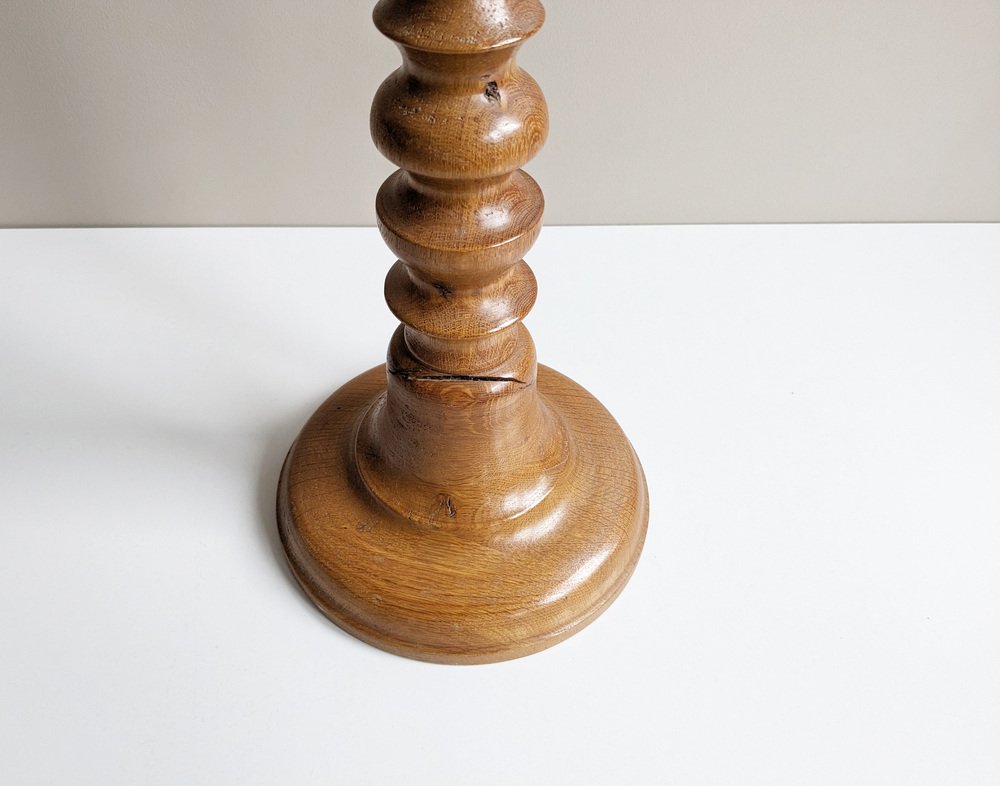 Turned Oak Candlestick, 1970s for sale at Pamono