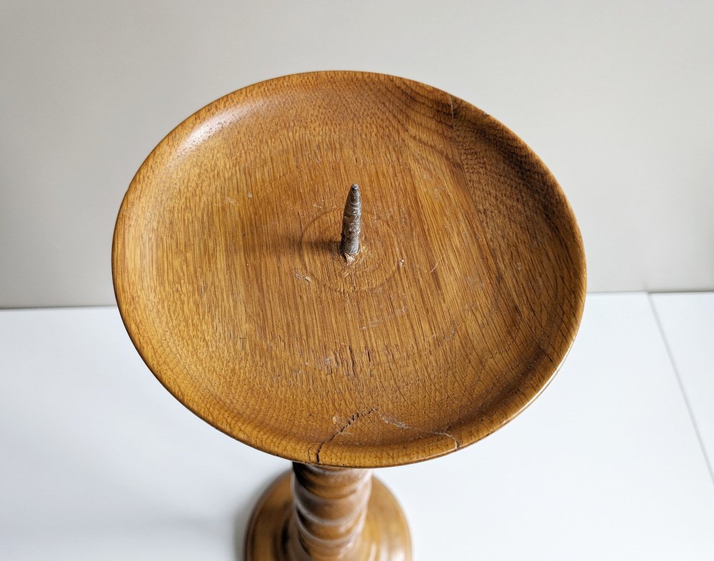 Turned Oak Candlestick, 1970s for sale at Pamono