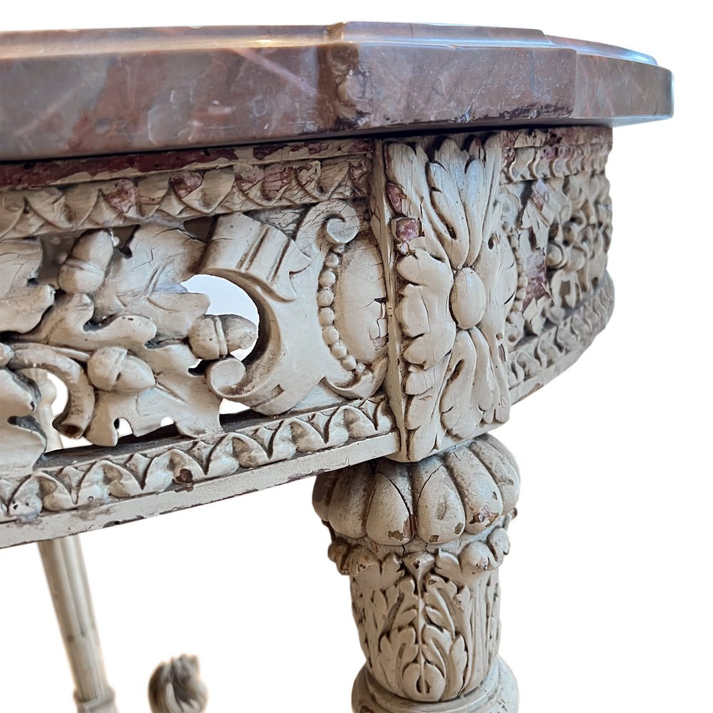 19th Century French Carved Wood Side Table with Marble Top for sale at ...