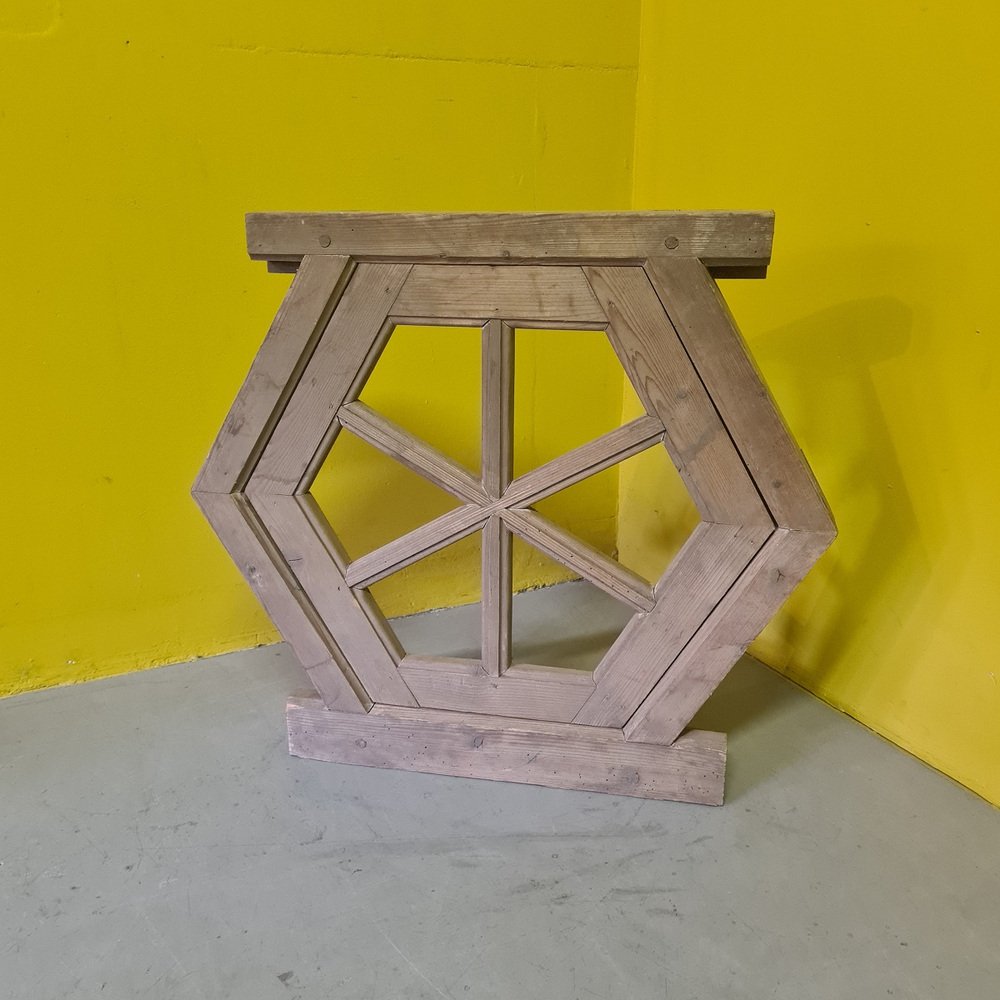 Wooden Hexagonal Window Frame, Early 20th Century for sale at Pamono