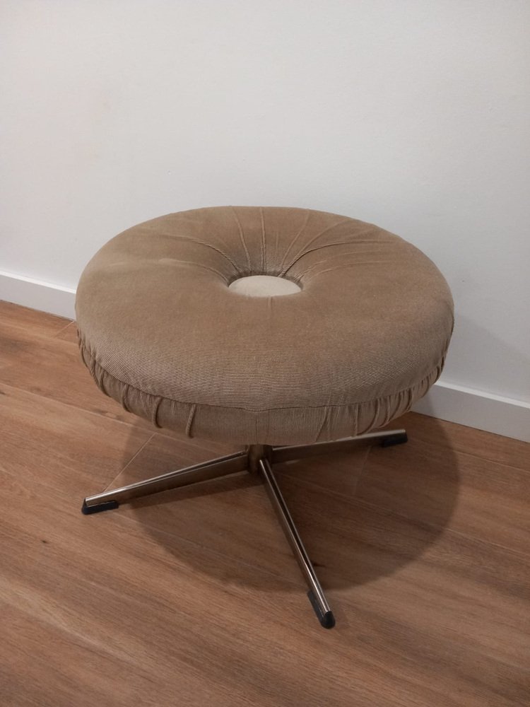Corduroy Swivel Pouf from Isku, Finland, 1960s for sale at Pamono