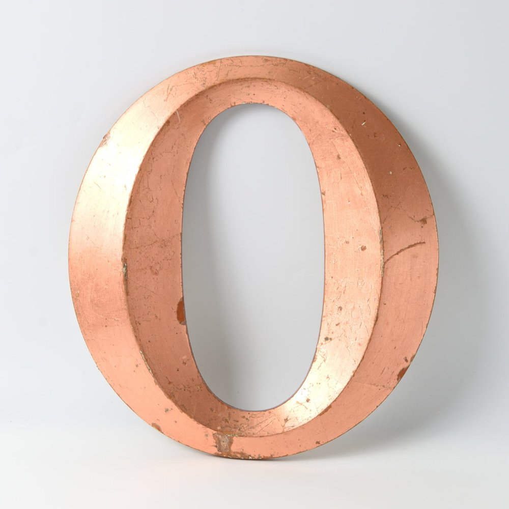 Vintage Copper Colour Letter O, 1970s for sale at Pamono