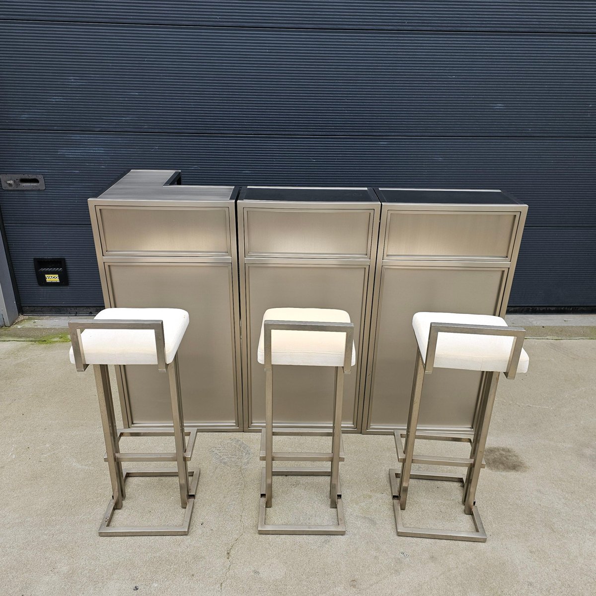 Metalic Modular Bar with Stools, Belgium, 1985, Set of 6 for sale at Pamono