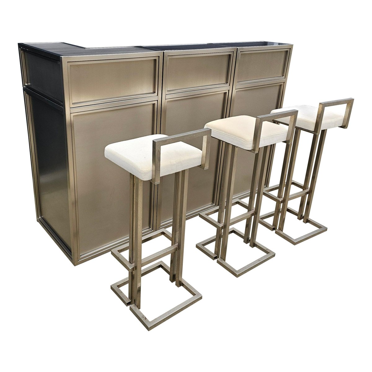 Metalic Modular Bar with Stools, Belgium, 1985, Set of 6 for sale at Pamono
