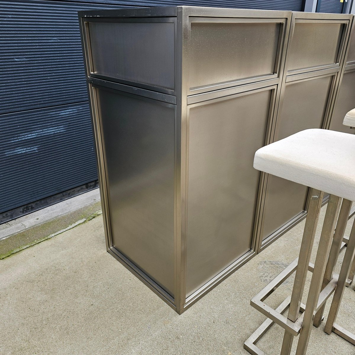 Metalic Modular Bar with Stools, Belgium, 1985, Set of 6 for sale at Pamono