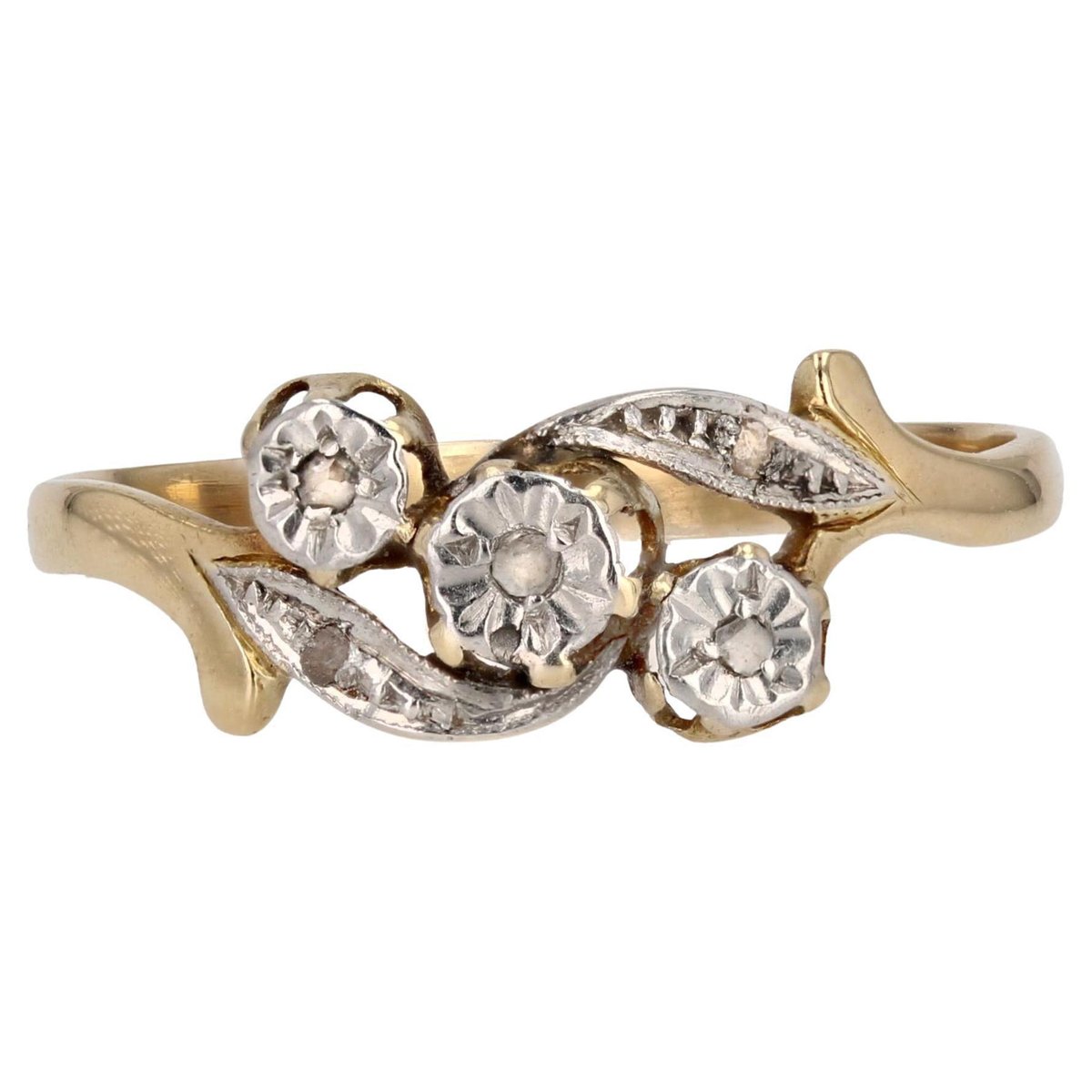20. Jh. Ring aus 18 Karat Gelbgold mit Diamanten bei Pamono kaufen