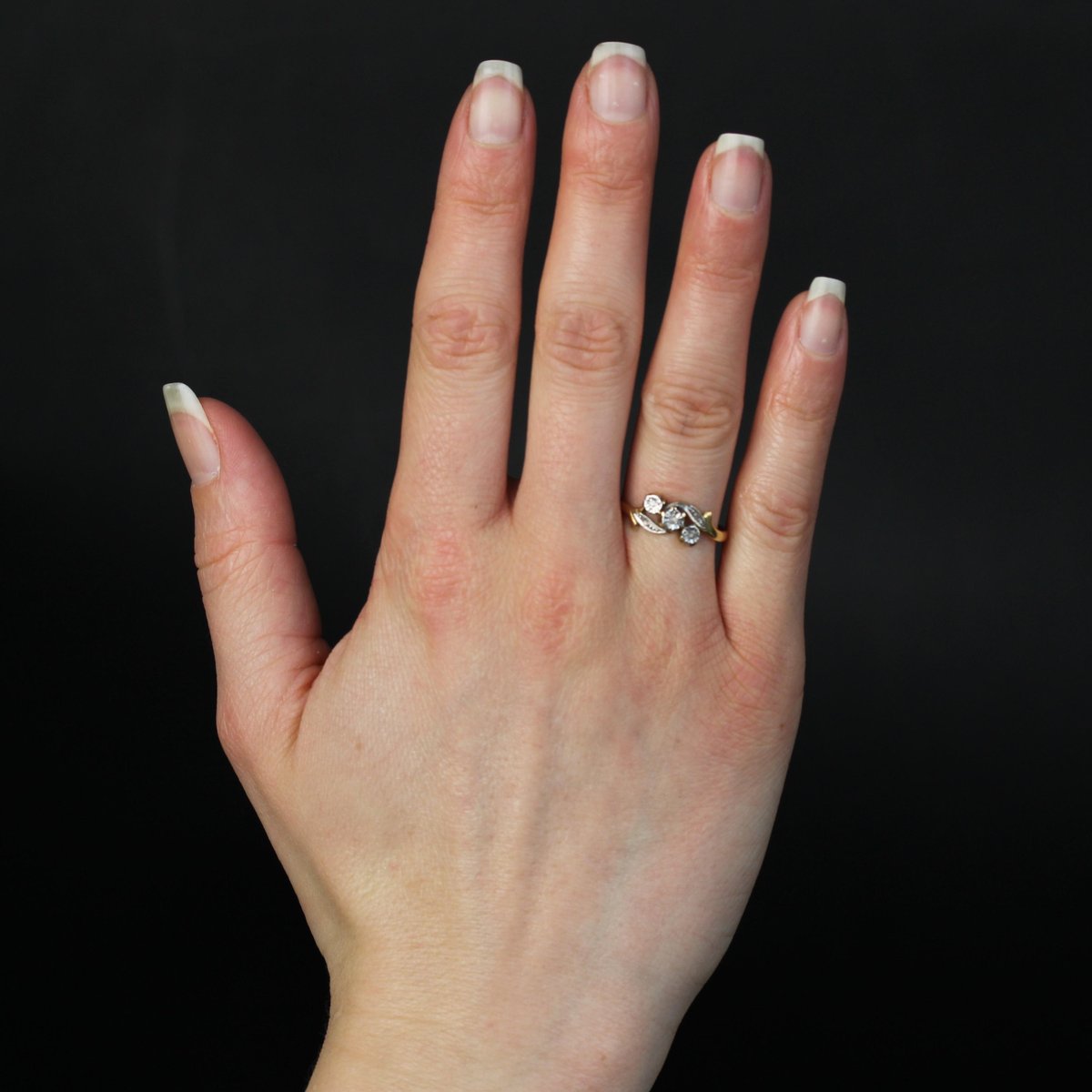 20. Jh. Ring aus 18 Karat Gelbgold mit Diamanten bei Pamono kaufen