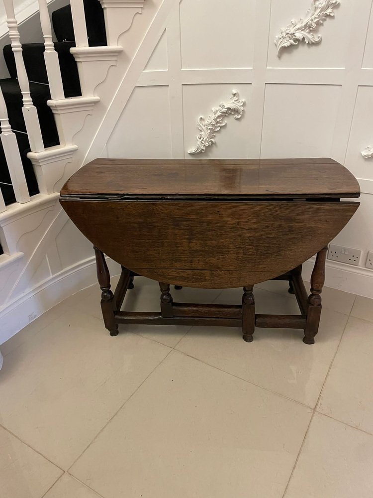 18th Century Antique Oak Drop Leaf Dining Table, 1780s for sale at Pamono
