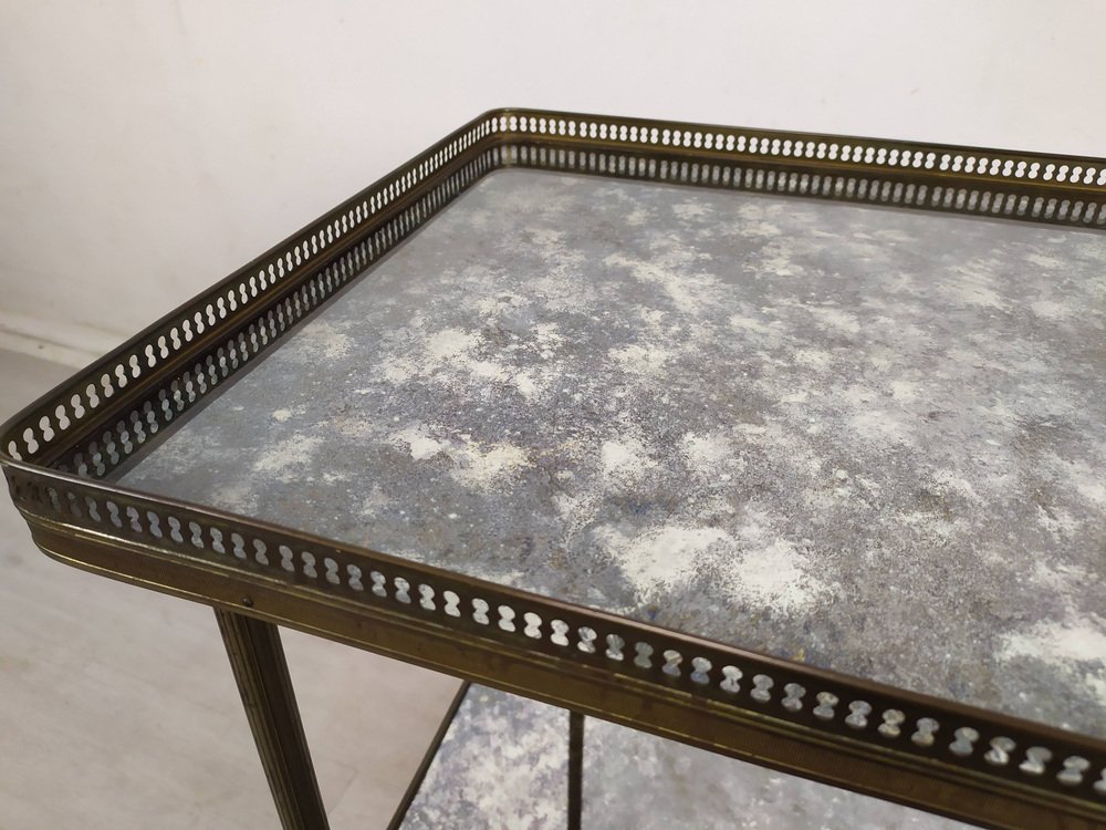 Golden Brass Serving Cart, 1950s for sale at Pamono