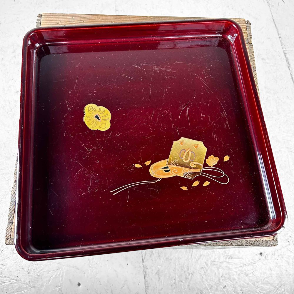Taishō Era Wooden Lacquerware Maki-E Tray, Japan, 1920s for sale at Pamono