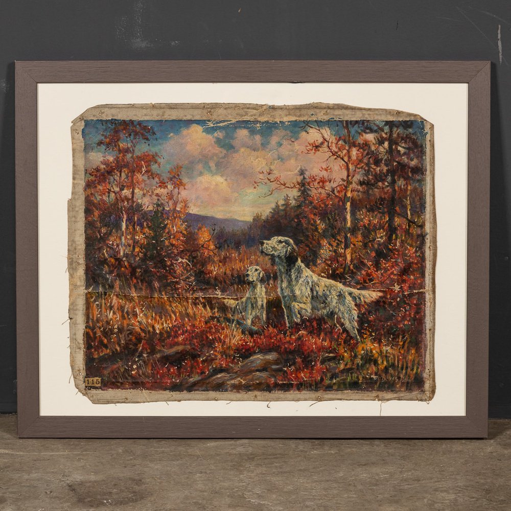 Frederick Thomas Daws, Pair of Hunting Dogs, Oil on Canvas, 1930 ...