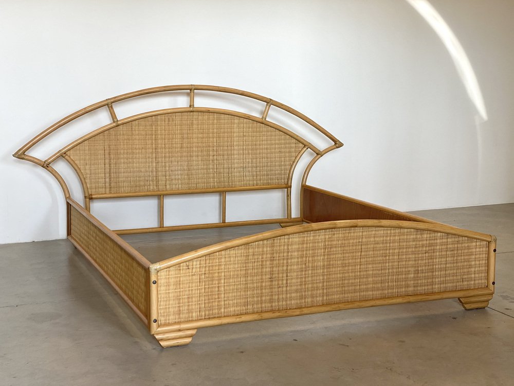 Double Bed in Bamboo and Wicker, 1980s for sale at Pamono