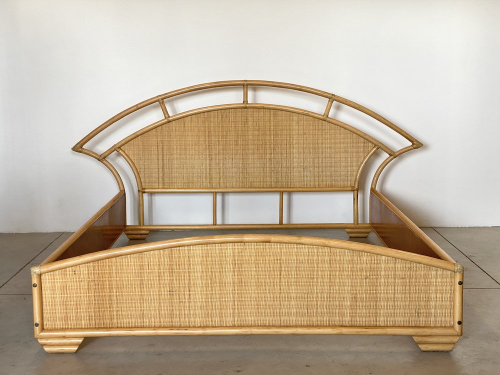 Double Bed in Bamboo and Wicker, 1980s for sale at Pamono