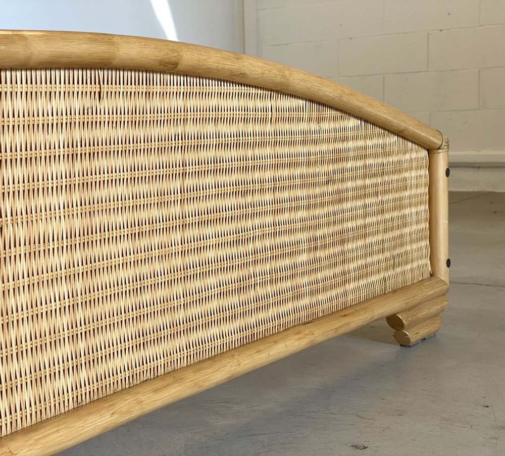 Double Bed in Bamboo and Wicker, 1980s for sale at Pamono
