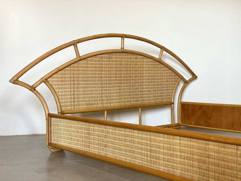 Double Bed in Bamboo and Wicker, 1980s for sale at Pamono