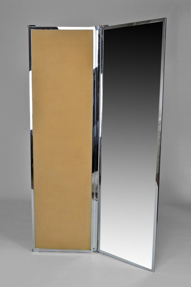 Art Deco French Triptych Mirror in Leather from Coco Chanel Workshop ...