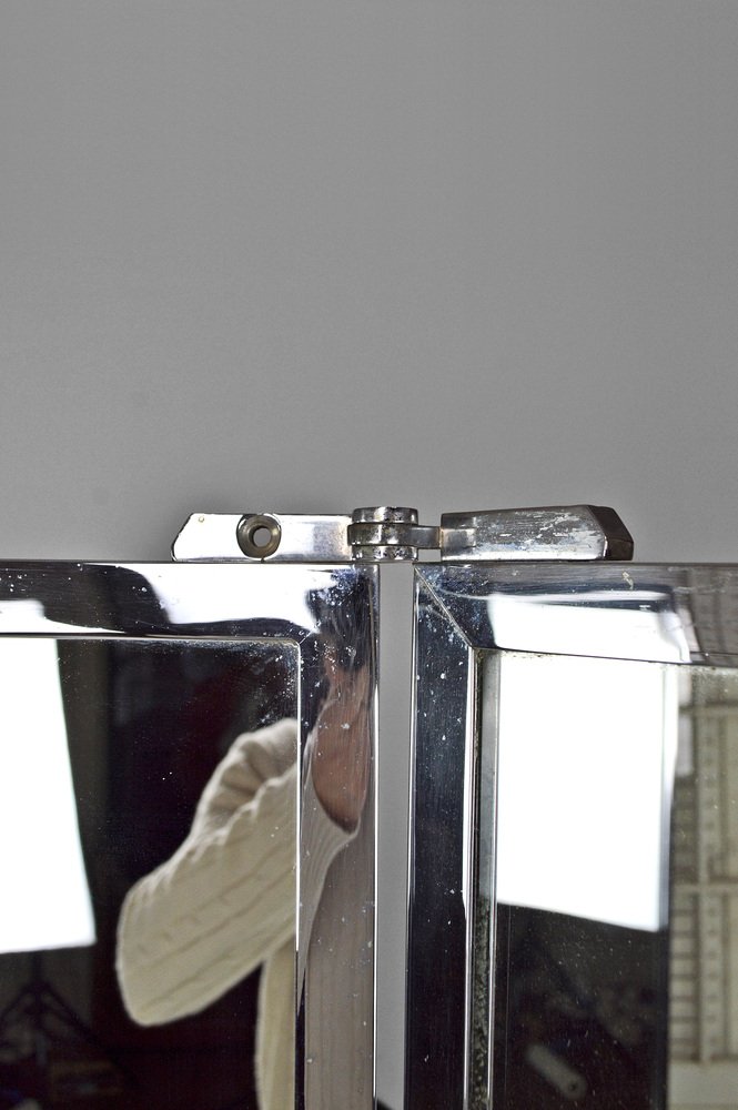 Art Deco French Triptych Mirror in Leather from Coco Chanel Workshop ...