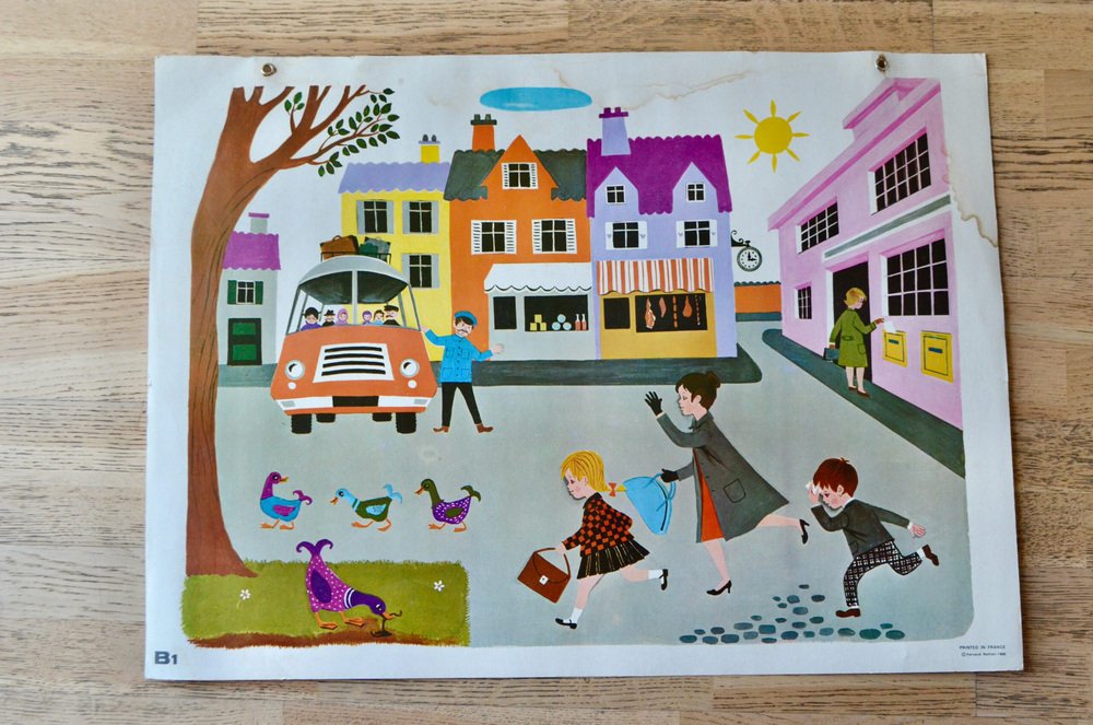 Vintage La Sortie de L'école School Poster, France, 1968 for sale at Pamono