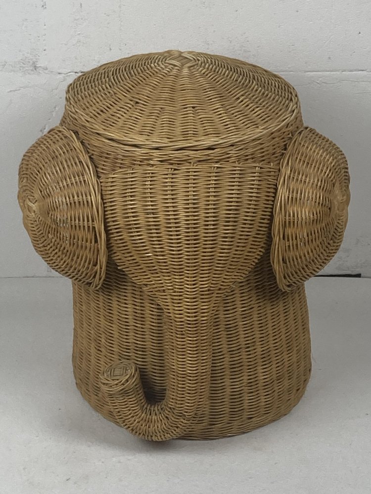 Dutch Rattan Wicker Elephant Basket, 1980s for sale at Pamono
