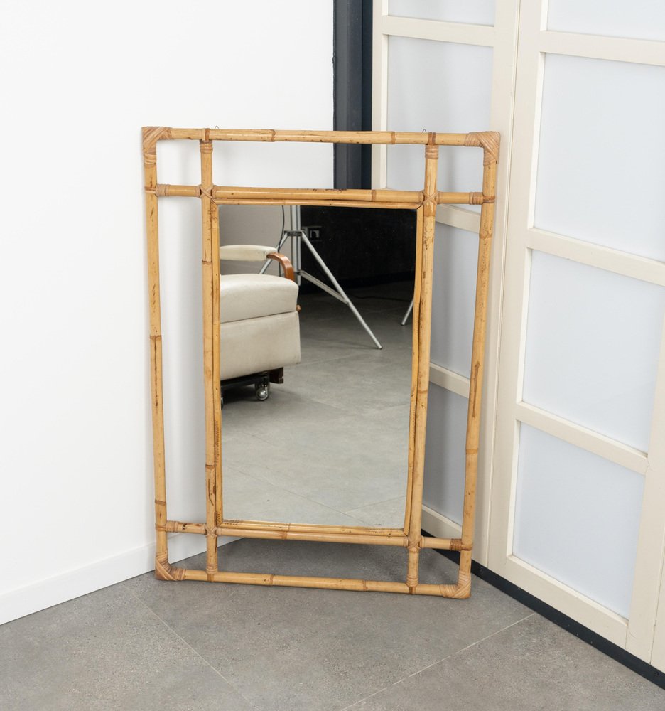 Midcentury Bamboo and Rattan Rectangular Wall Mirror, 1970s for sale at ...