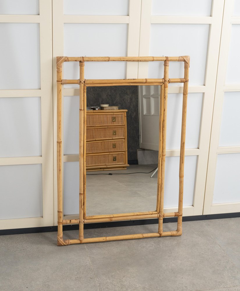 Midcentury Bamboo and Rattan Rectangular Wall Mirror, 1970s for sale at ...