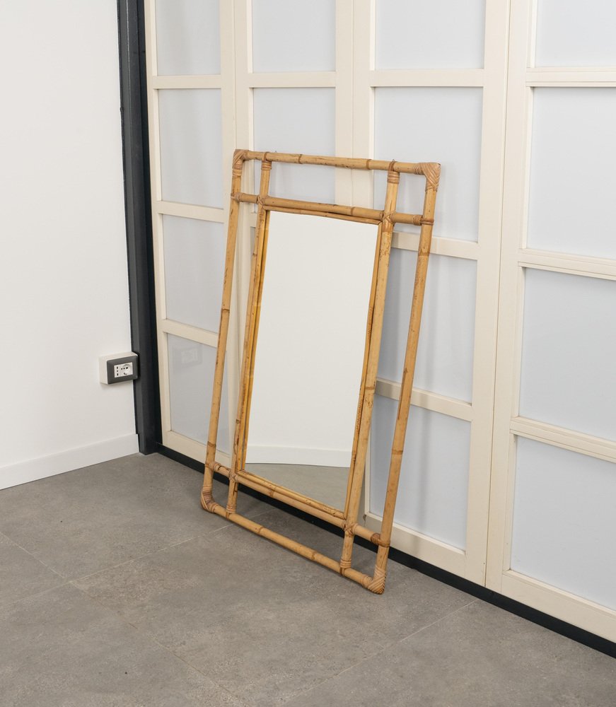 Midcentury Bamboo and Rattan Rectangular Wall Mirror, 1970s for sale at ...