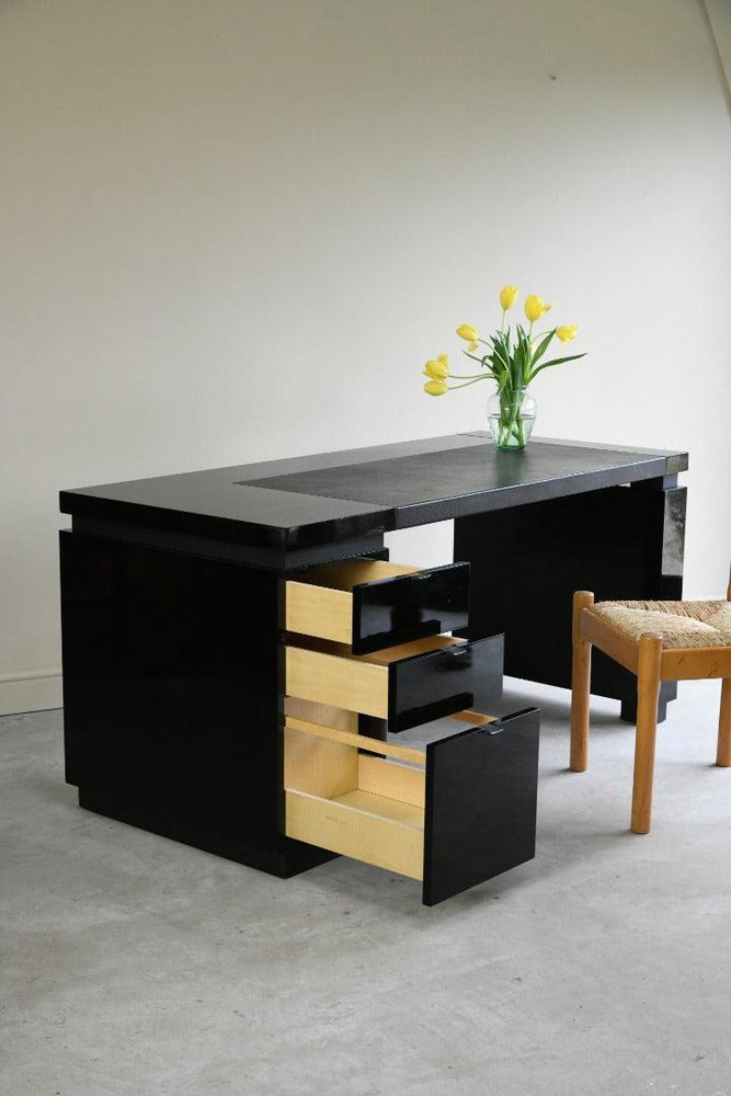 Vintage Black Lacquer Desk for sale at Pamono
