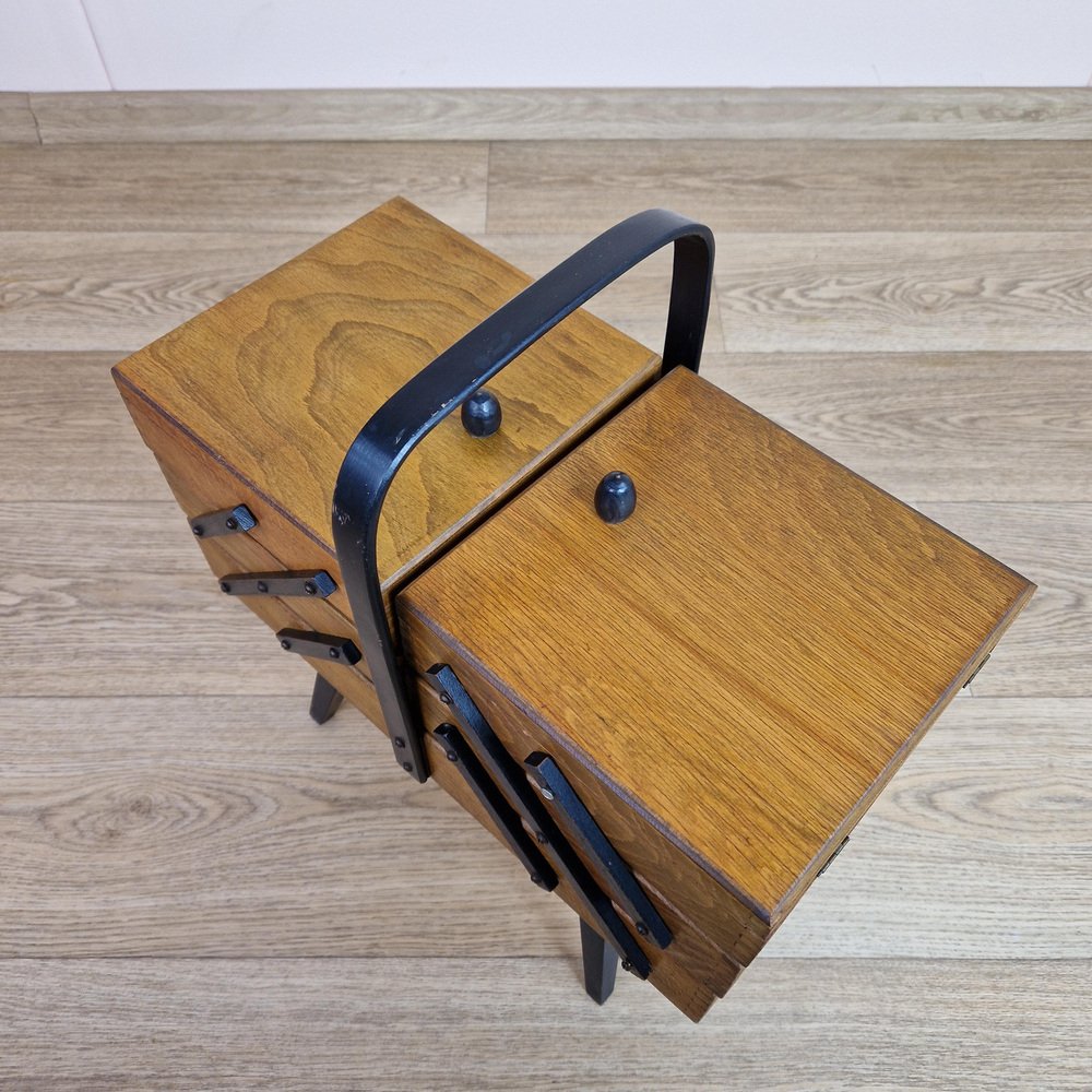 Sewing Box in Oak with Legs, 1950s for sale at Pamono